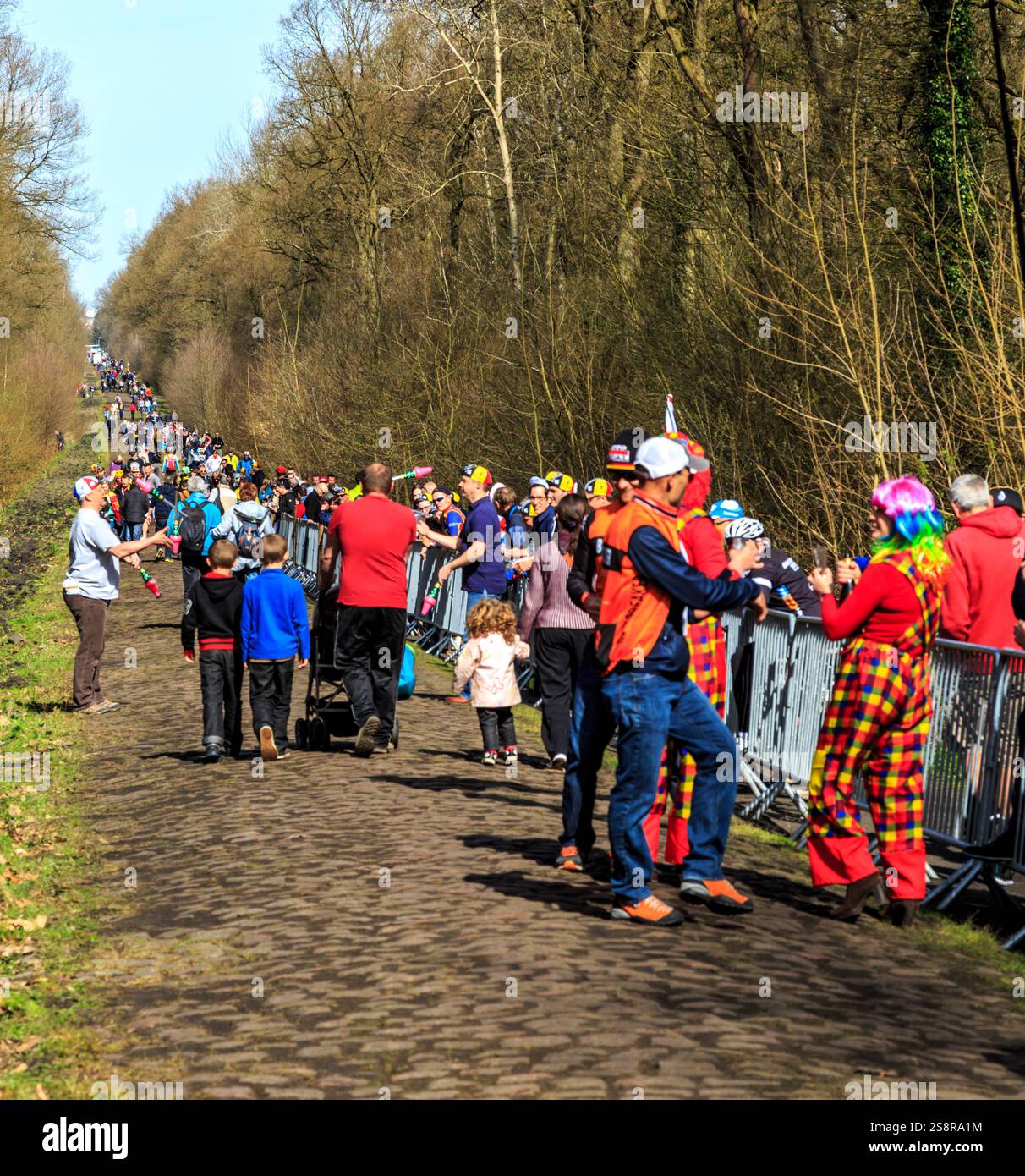 Wallers-Arenberg, France - April 12, 2015: People walking on the famous ...