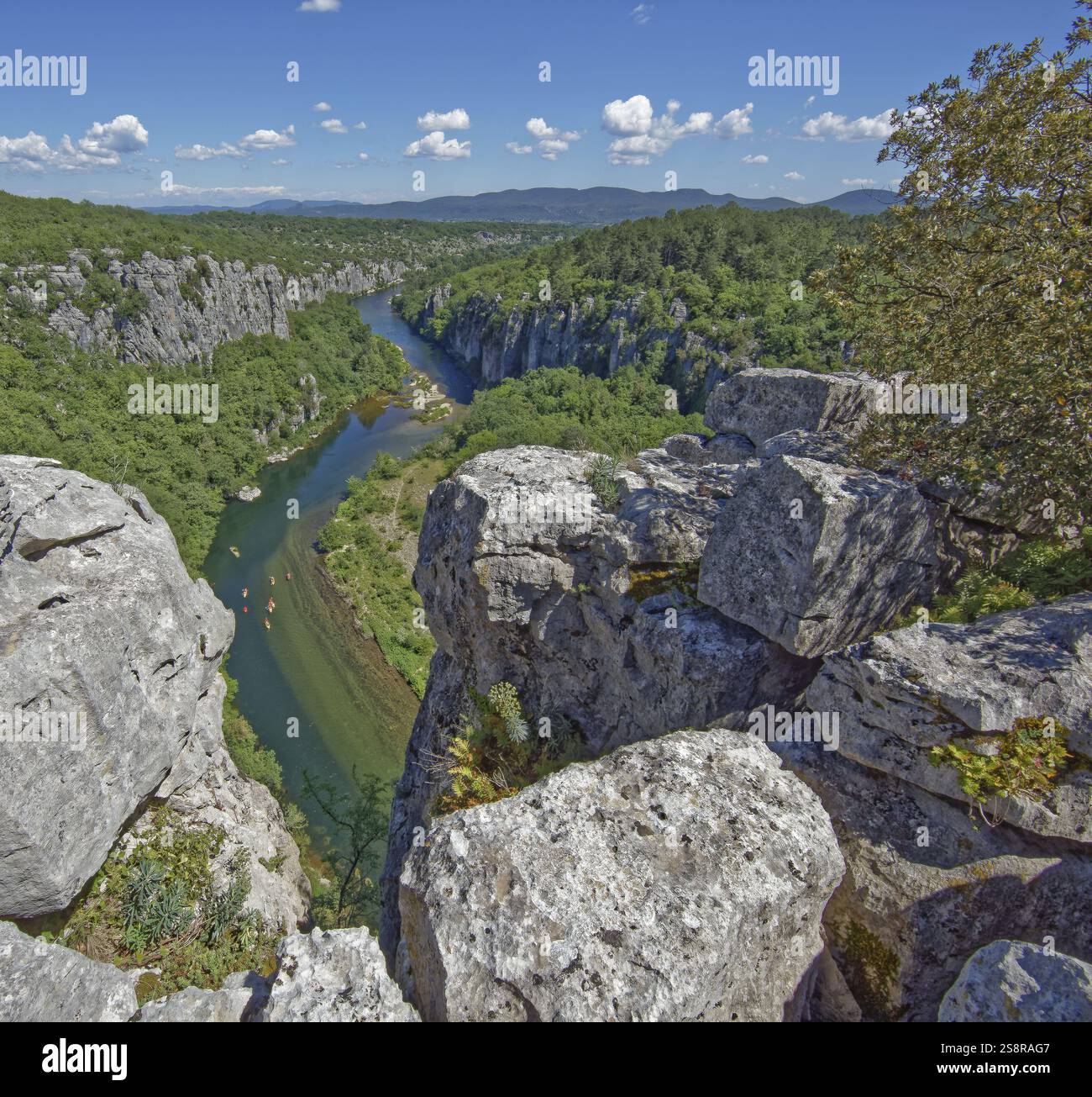 France, Ardèche department, Les Vans, the Chassezac gorges seen from ...
