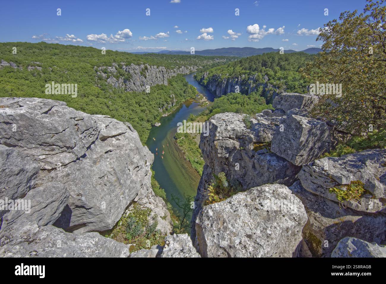 France, Ardèche department, Les Vans, the Chassezac gorges seen from ...