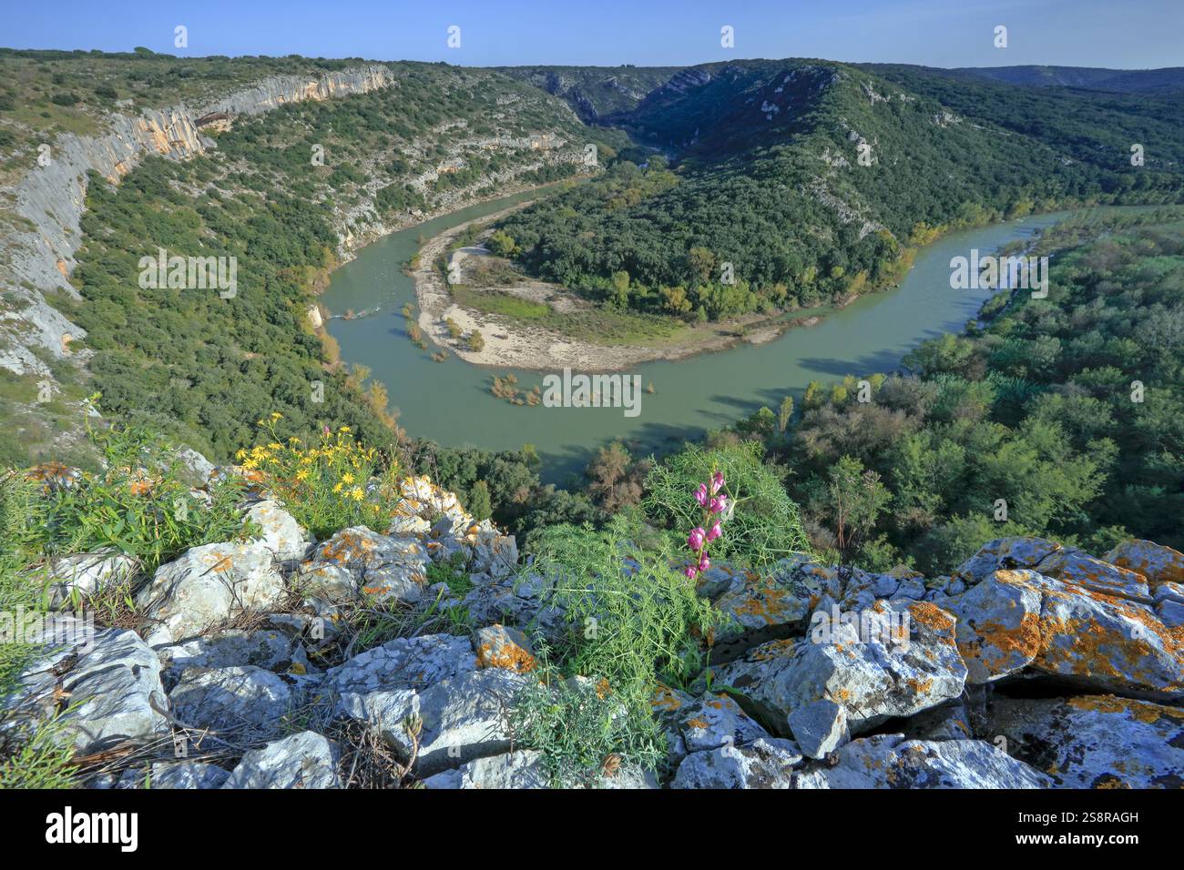France, Gard department, the Gorges du Gardon, the meander of Castellos ...
