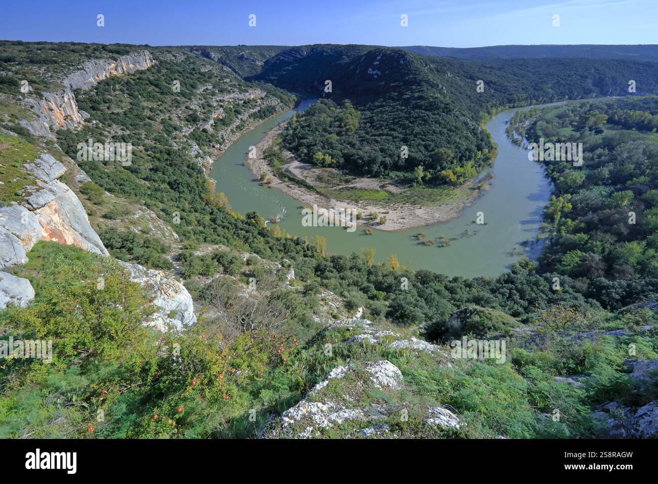 France, Gard department, the Gorges du Gardon, the meander of Castellos ...