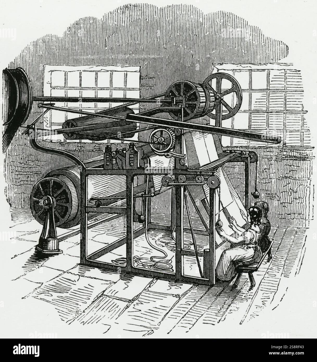 Foudrinier's machine for cutting paper into sheets. Engraving, c1845 ...