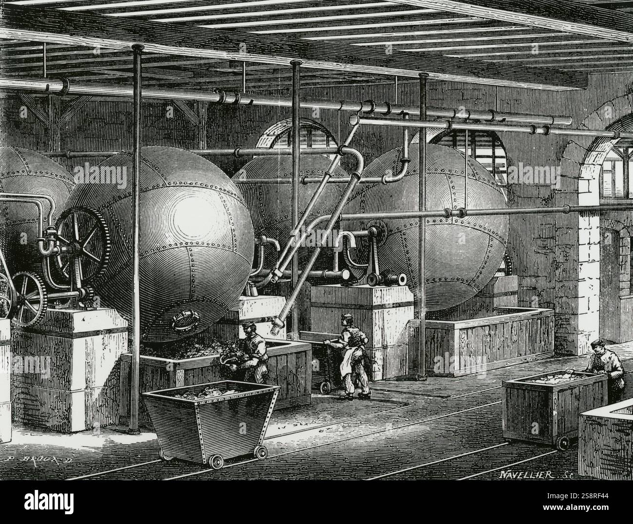 Washing rags before making them into paper. Engraving, c1870 Stock ...