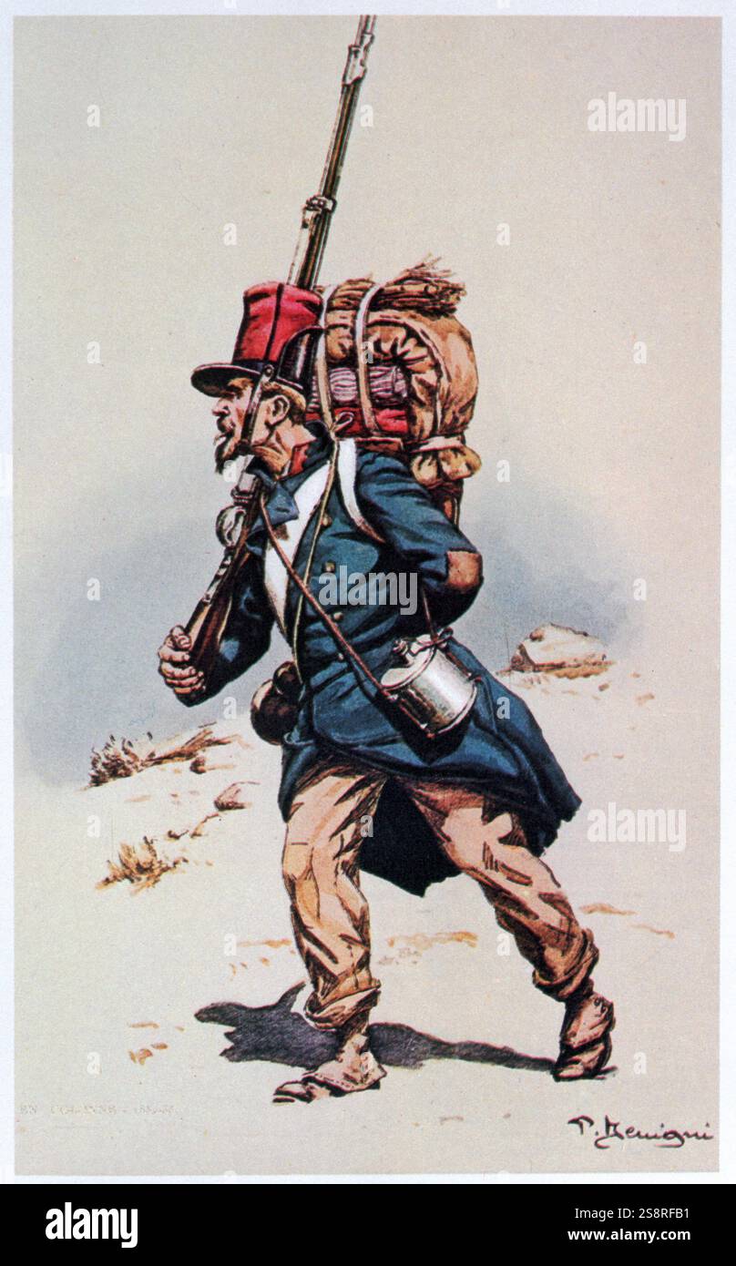French Foreign Legion, soldier, marches with heavy back-pack 1825 Stock ...