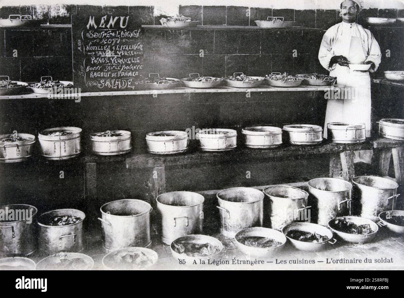 French Foreign Legion, kitchen for soldiers, Algeria, 1910 Stock Photo ...