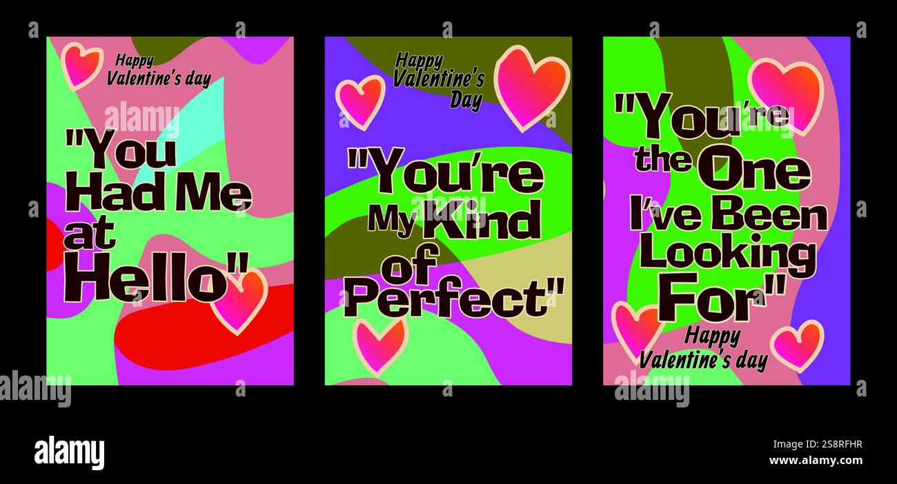 Bold Heart Valentine Templates with Modern Pastel Backgrounds. A set of ...