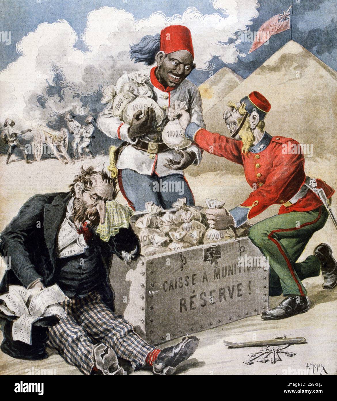 Cartoon satire on British colonial ambitions in Egypt. 1896 Stock Photo ...