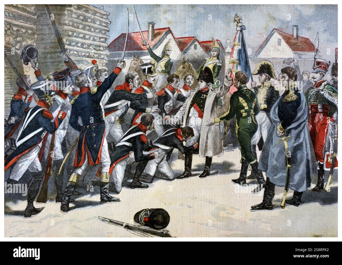 Illustration showing the Napoleon Bonaparte adored by his army. 1800 ...