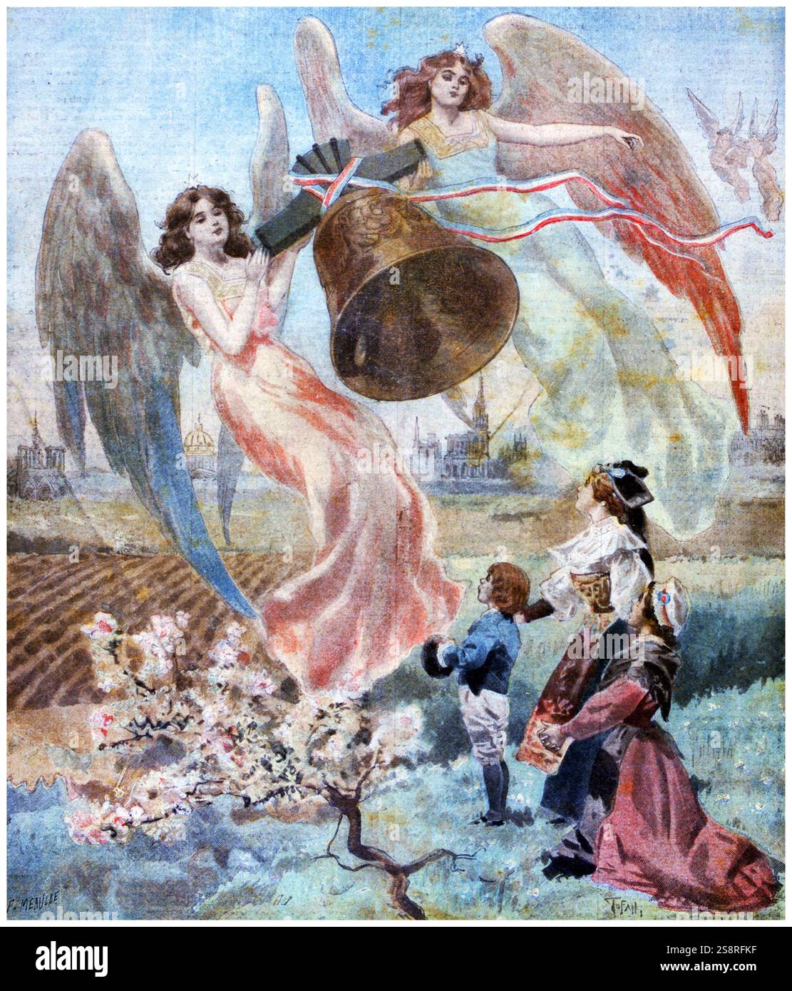 Easter!, 1899. The return of the bells of France. An illustration from ...