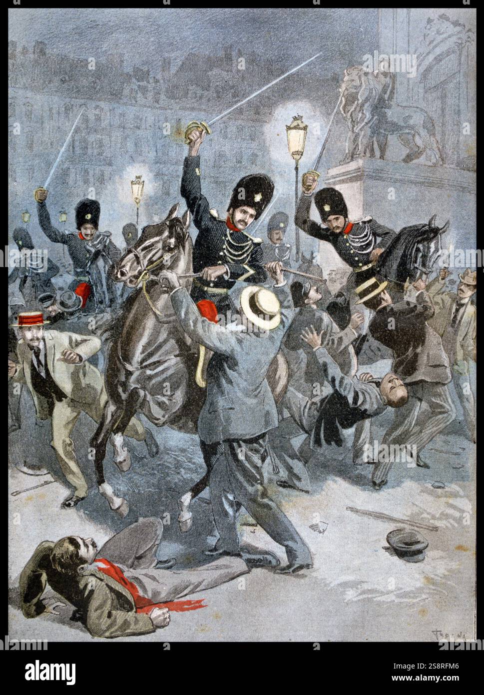 Troops put down riots in Belgium 1899 Stock Photo - Alamy