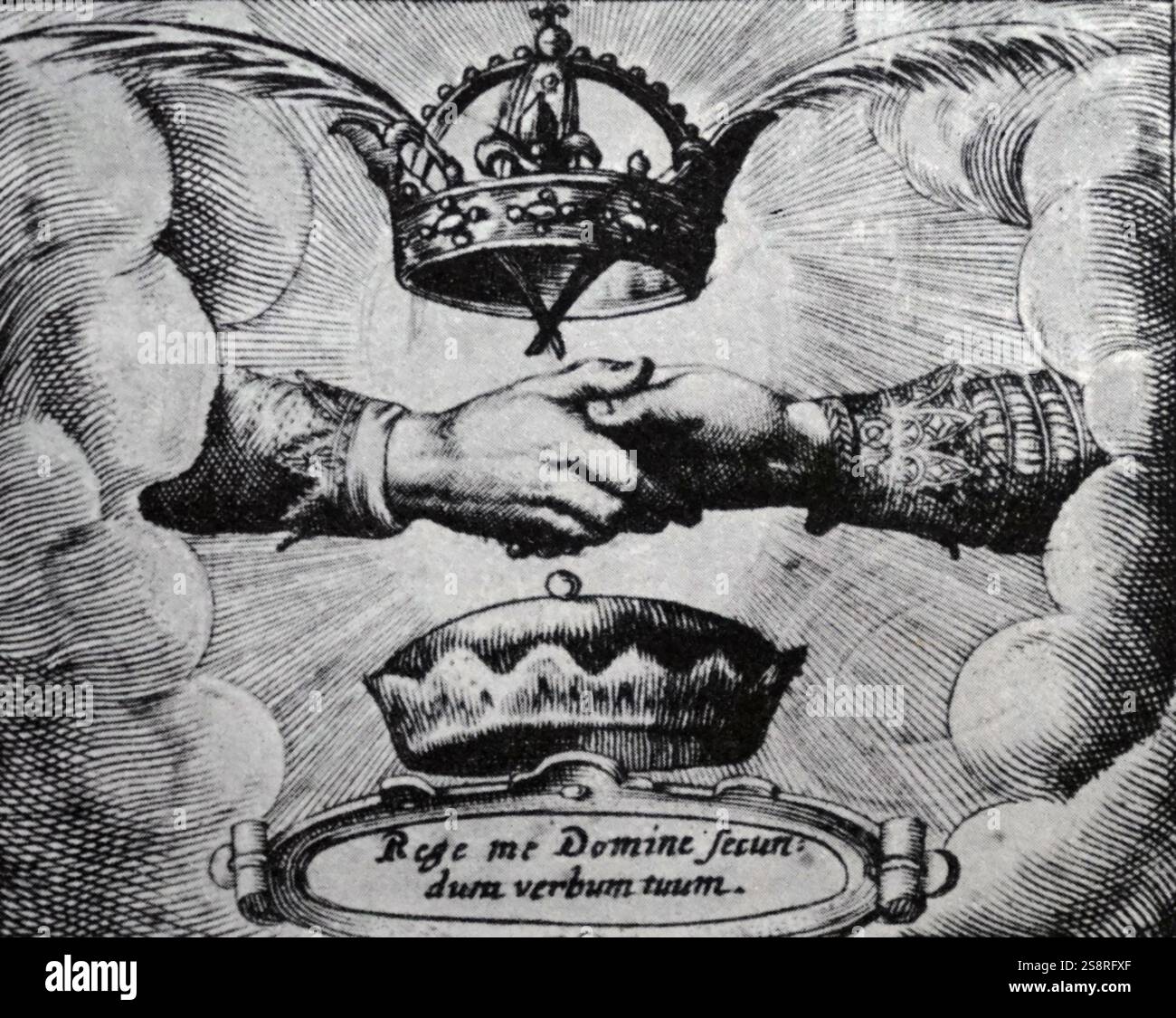 Engraving symbolising the marriage of Princess Elizabeth Stuart (1596 ...