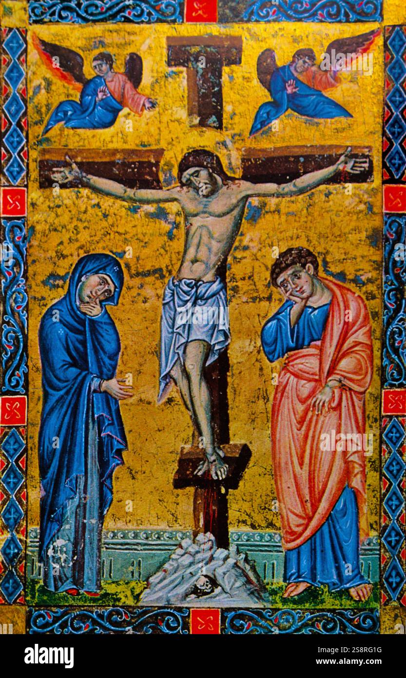 13th Century depiction of Jesus Christ on the cross. Dated 13th Century ...