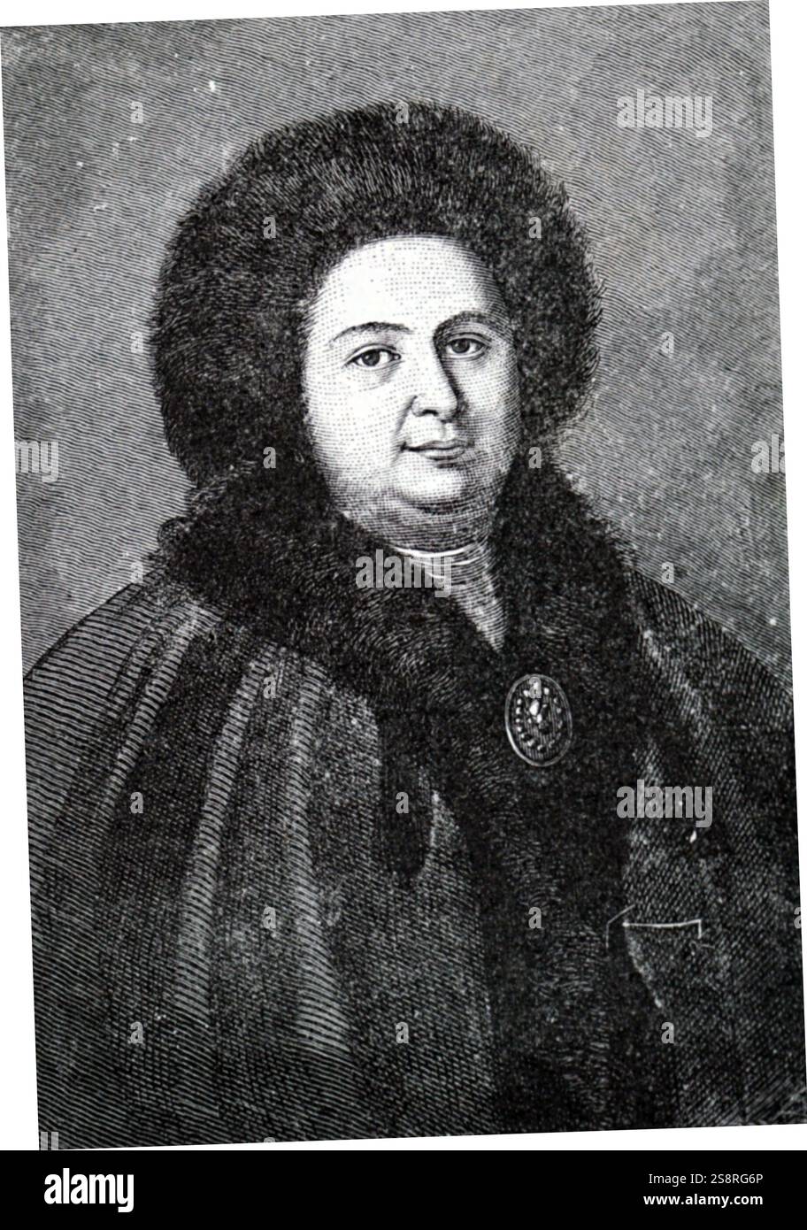 Engraved portrait of Eudoxia Lopukhina (1669-1731) first wife of Peter ...