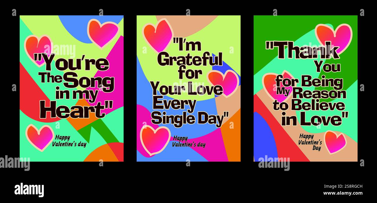 Bold Heart Valentine Templates with Modern Pastel Backgrounds. A set of ...