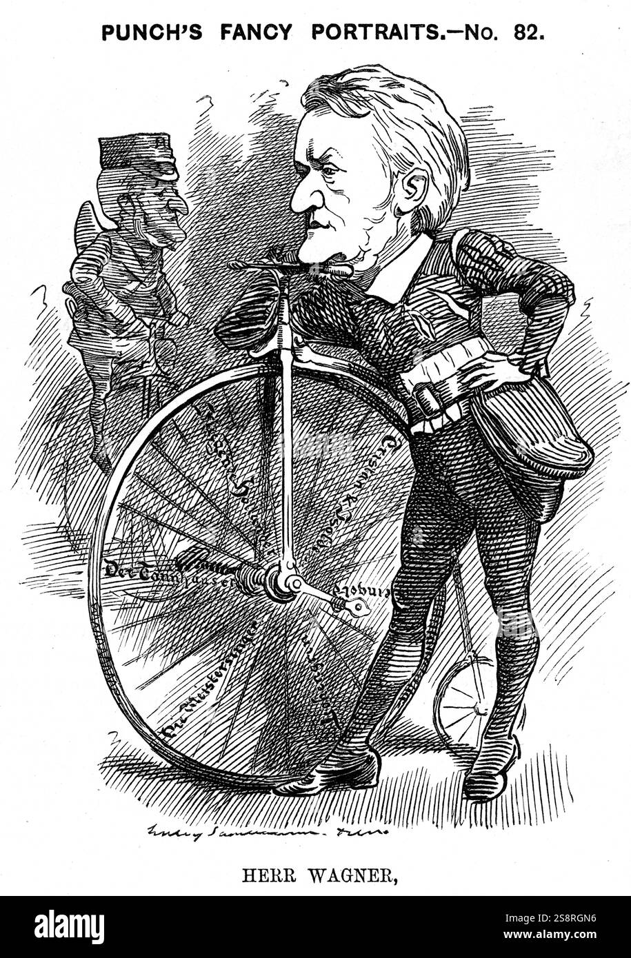 Cartoon of Wilhelm Richard Wagner (1813-1883) a German composer. Dated ...