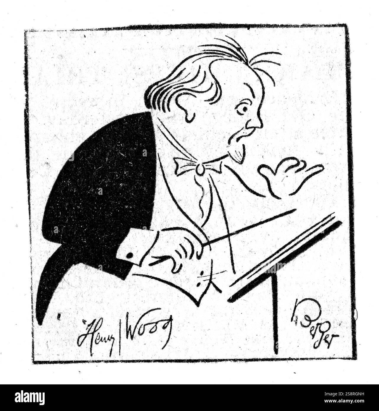 Illustration of Henry Wood (1869-1944) an English conductor. Dated 19th ...