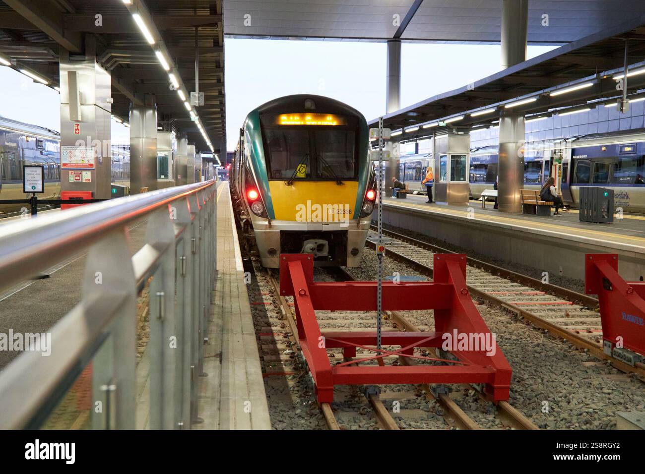 irish rail enterprise service to dublin on platform at belfast grand ...