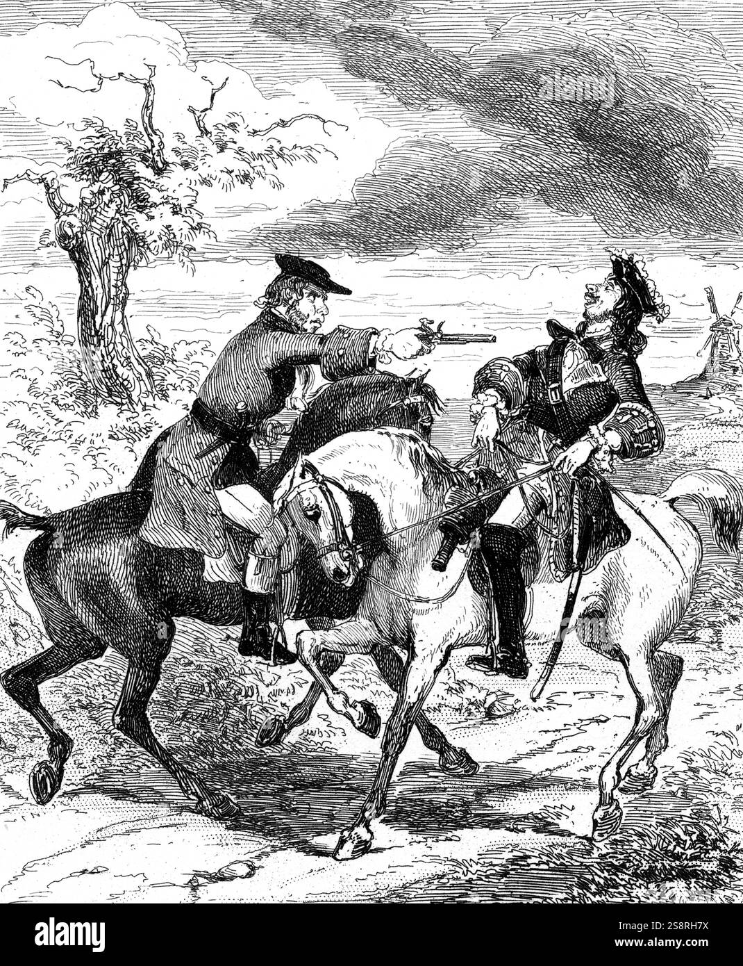 Illustration depicting Dick Turpin (1705-1739) an English highwayman ...