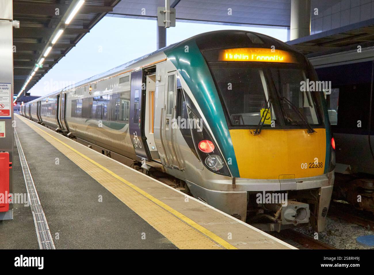 irish rail enterprise service to dublin on platform at belfast grand central station northern ...