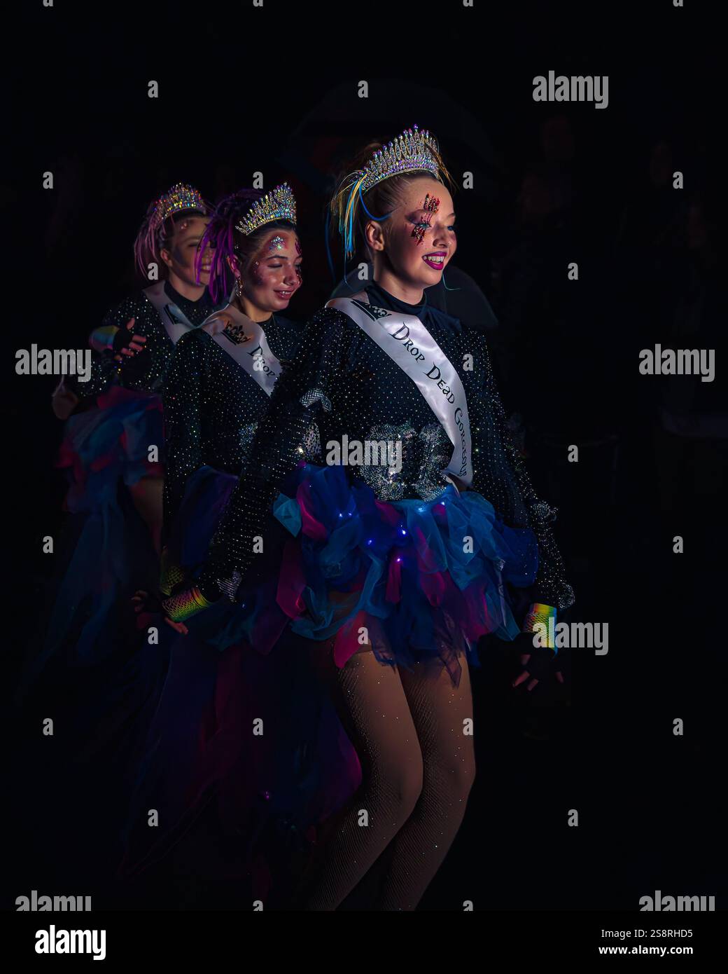Glastonbury, UK - November 16th 2024: Happy smiling dancers in a ...