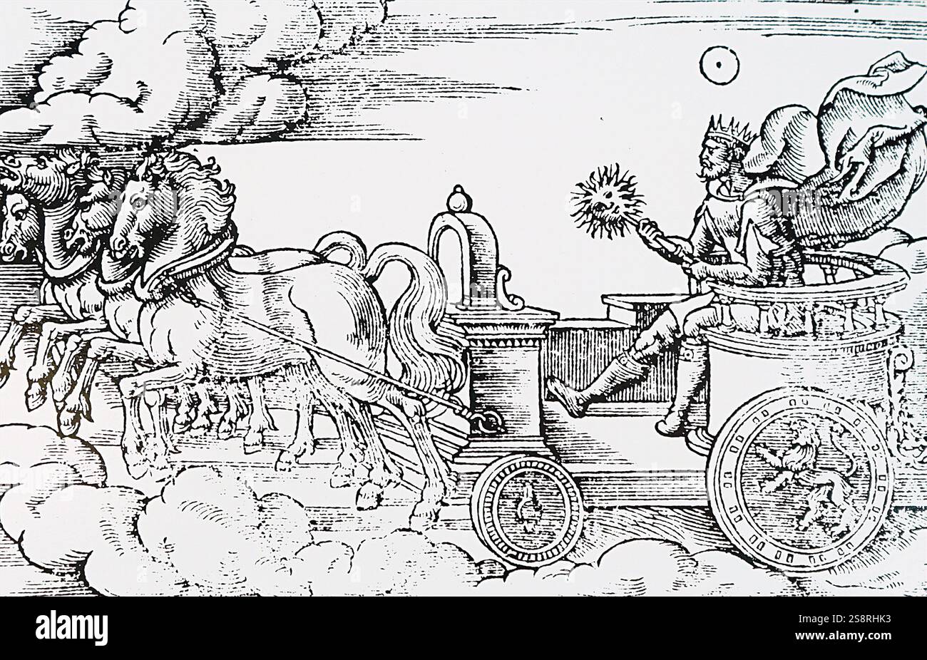 Medieval engraving titled 'The Sun'. The Sun was considered a male ...