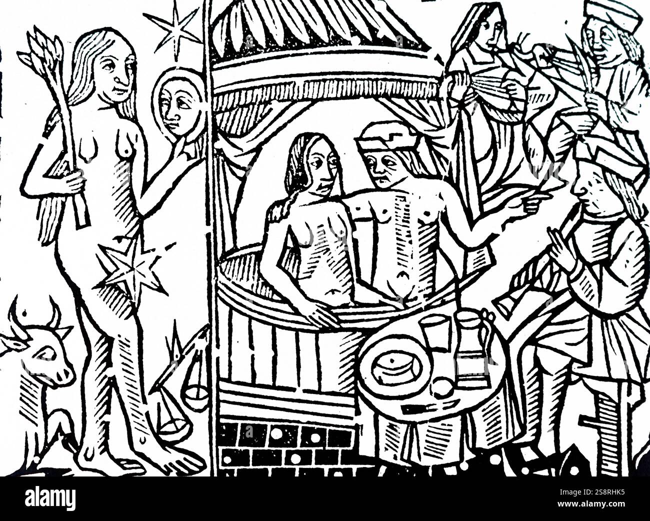 Medieval engraving titled 'Venus'. Venus was considered a female planet ...