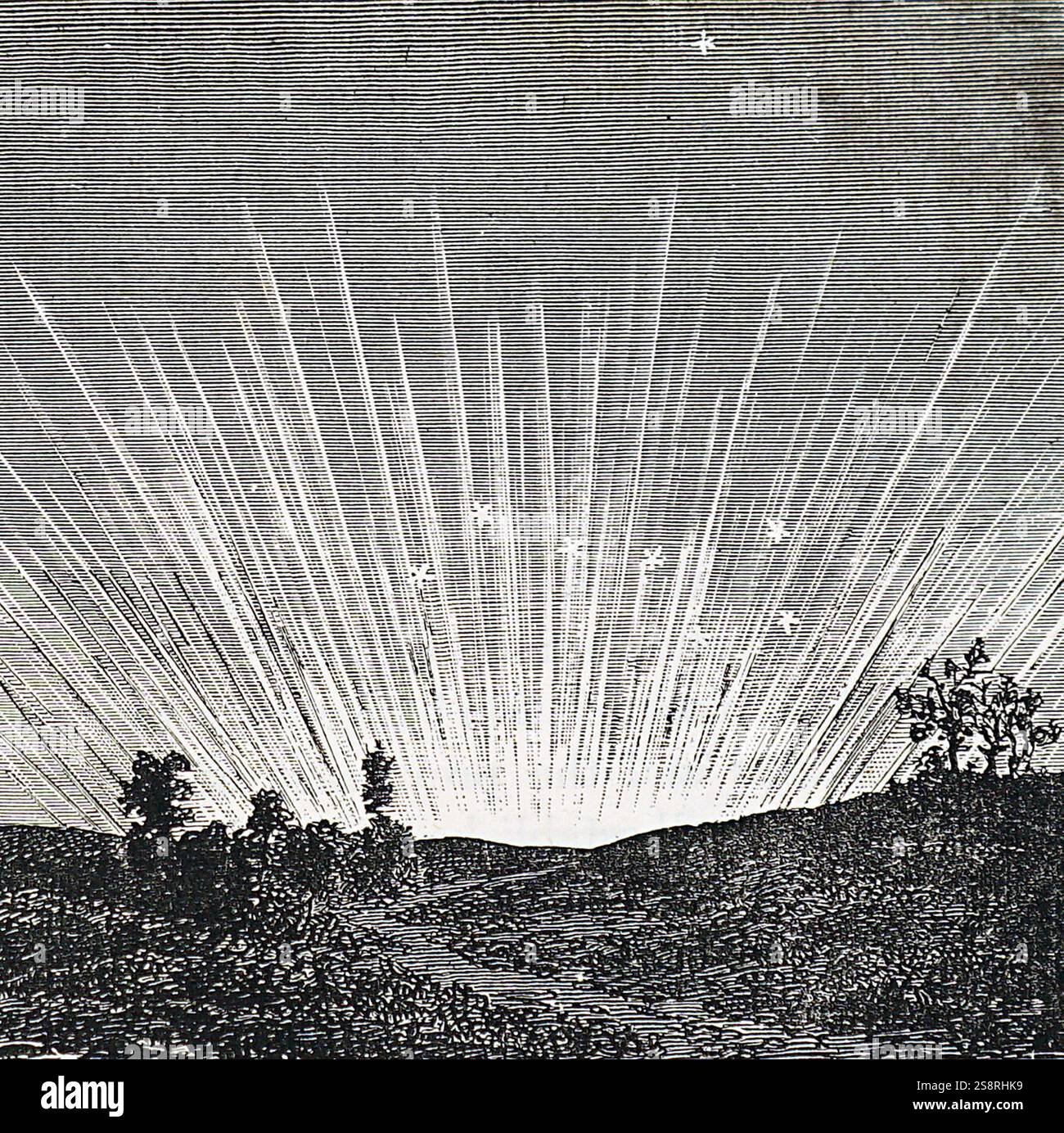 Illustration depicting the Aurora Borealis observed from Berville-sur ...