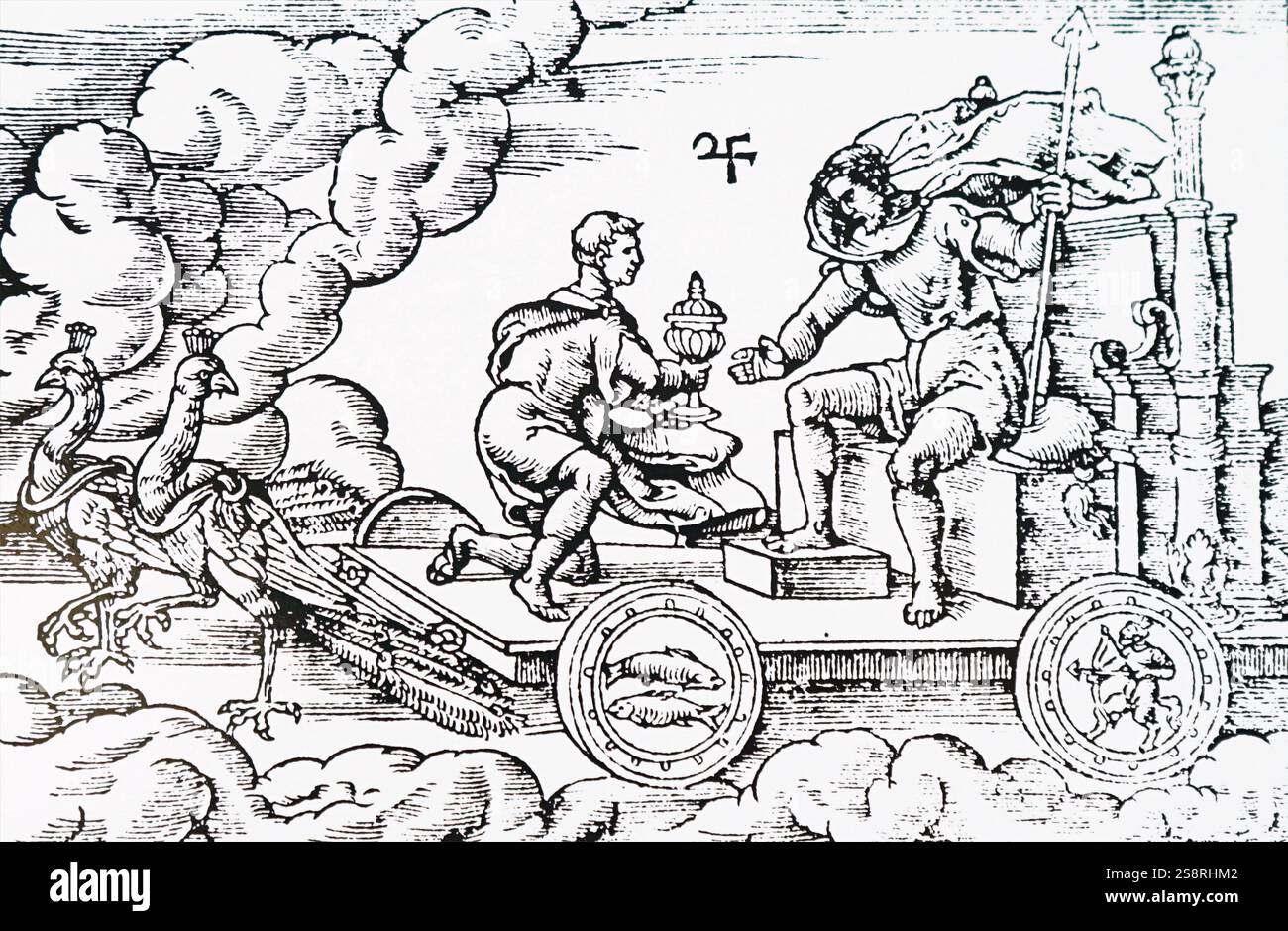 Medieval engraving titled 'Jupiter'. Jupiter was considered a male ...