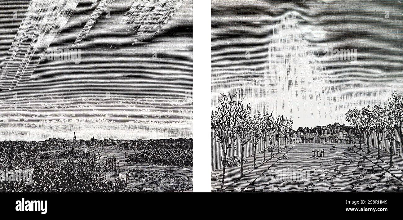 Illustration depicting the Aurora Borealis observed from Orléans. Dated ...