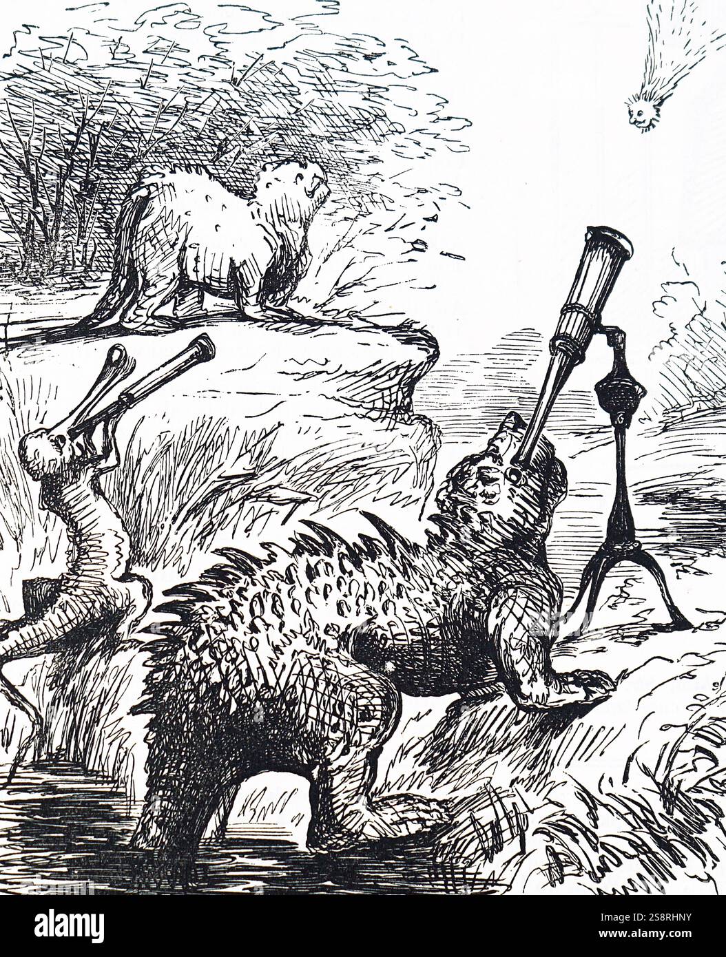 Illustration depicting Biela's Comet, a periodic Jupiter-family comet ...