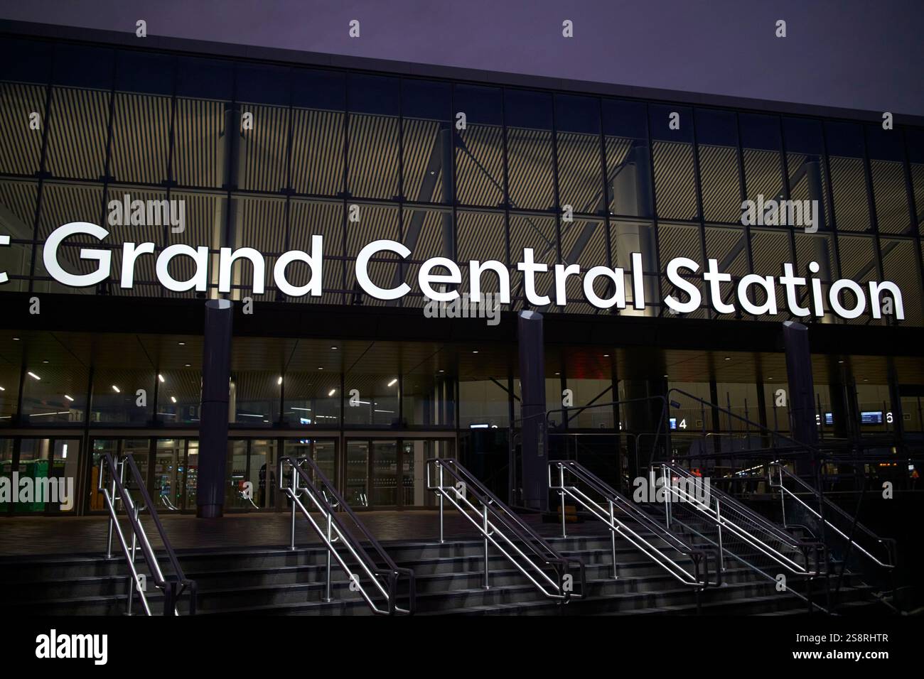 exterior of belfast grand central station in early morning belfast ...