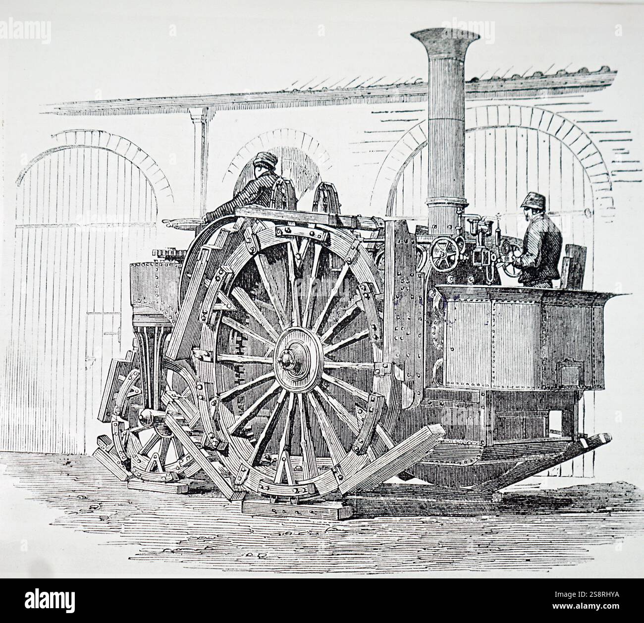 Illustration depicting steam engines and threshing machines at the 1854 ...