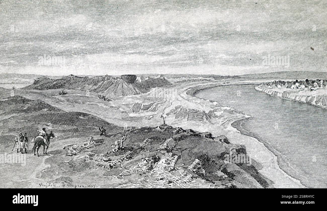 Engraving depicting the Dasht-e Kavir (Persian, Great Salt Desert), in ...