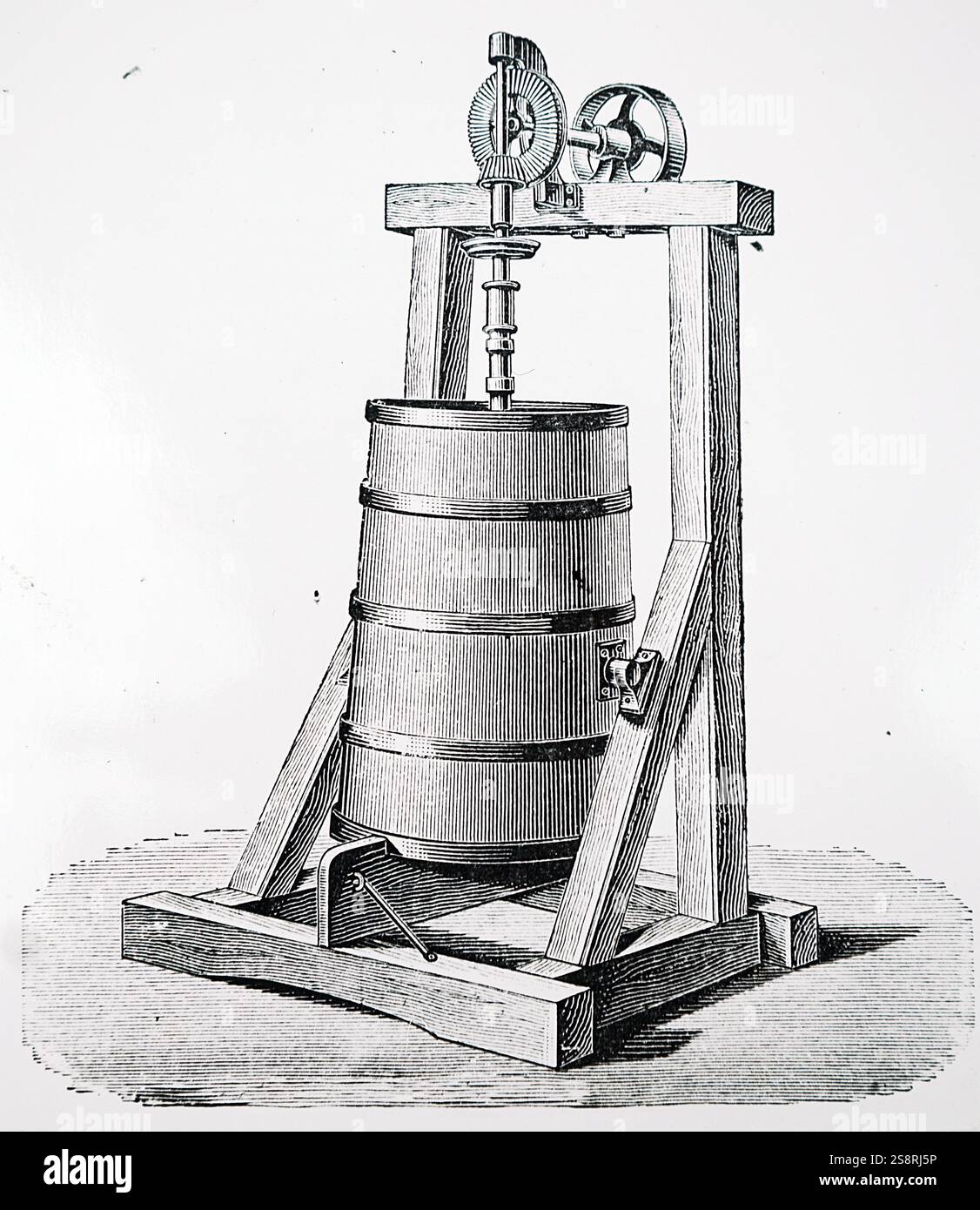 Engraving depicting a Holstein vertical butter churn. This model was a ...