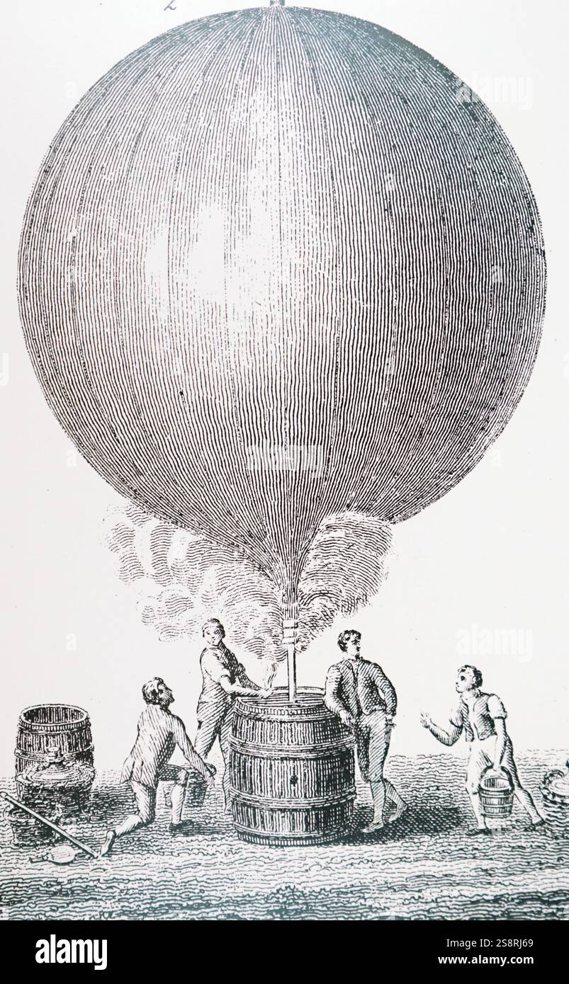 Engraving depicting Jacques Charles, with the help of the Robert ...