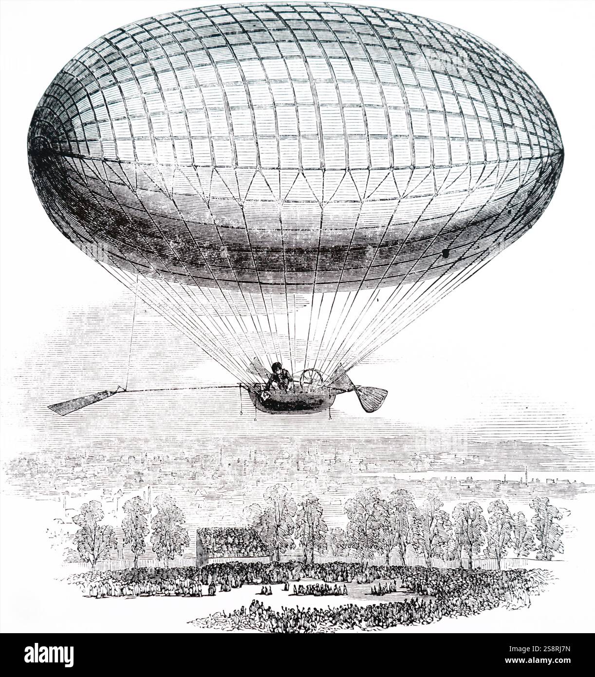 Engraving depicting Henry Bell's design for an aerial machine, which ...