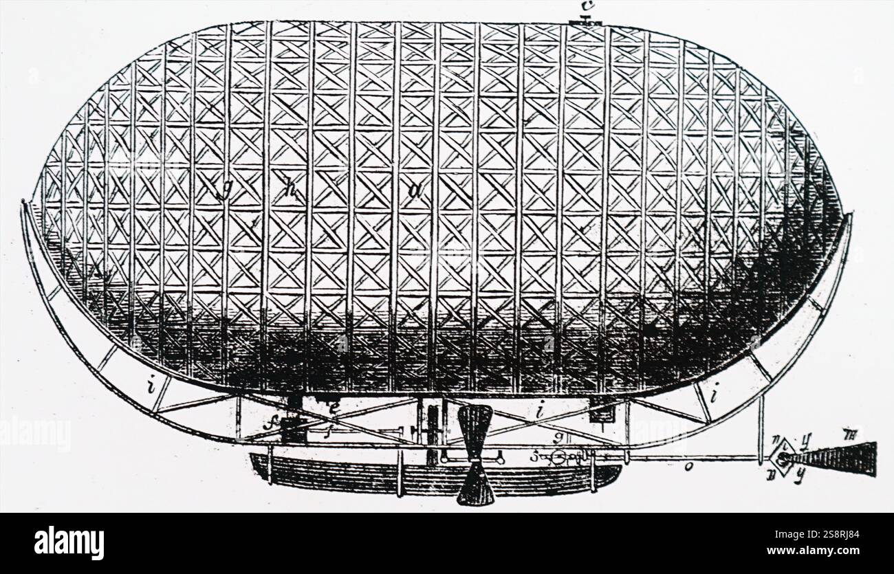 Engraving depicting Henry Bell's design for an aerial machine, which ...