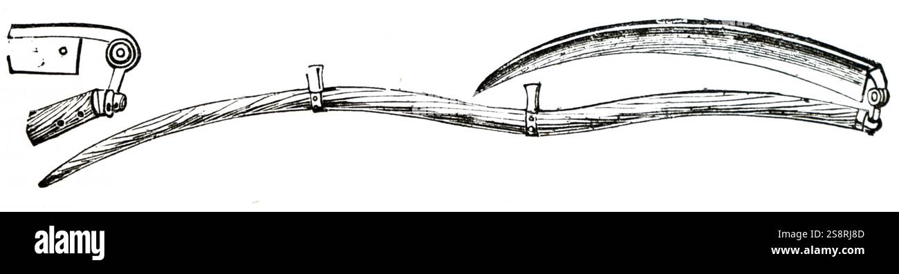 Illustration depicting a folding scythe used in gardening. Dated 19th ...