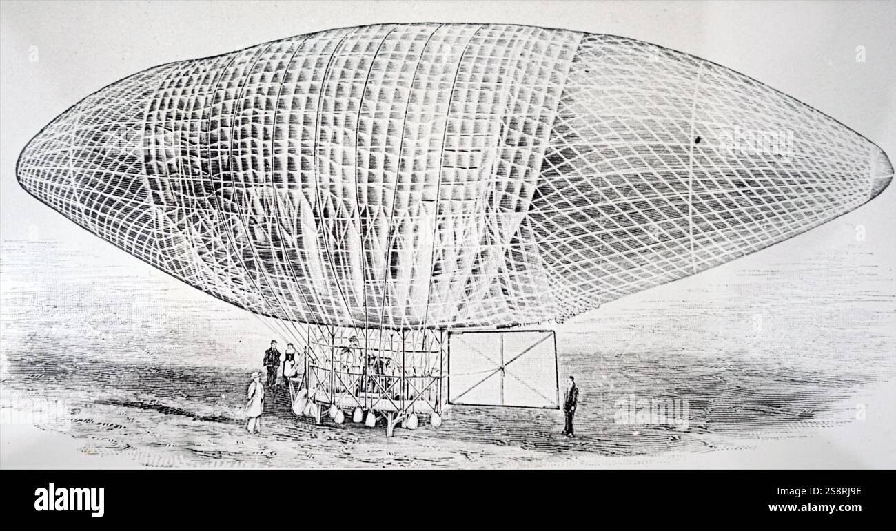 Engraving depicting Dr. Woelfert's airship. Dated 19th Century Stock ...