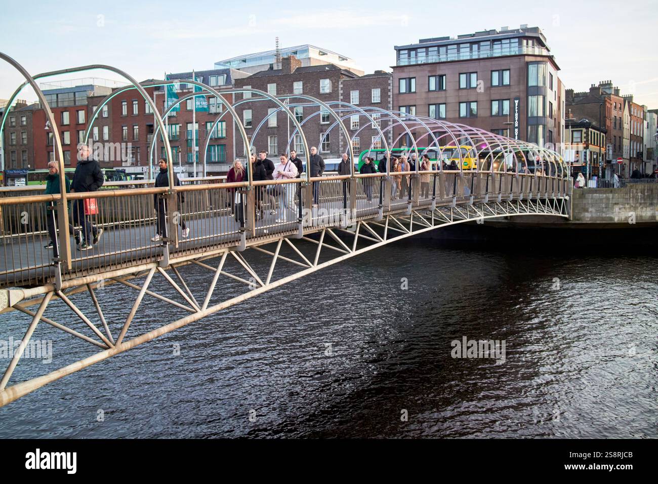 the millennium bridge pedestrian bridge over the river liffey in dublin ...