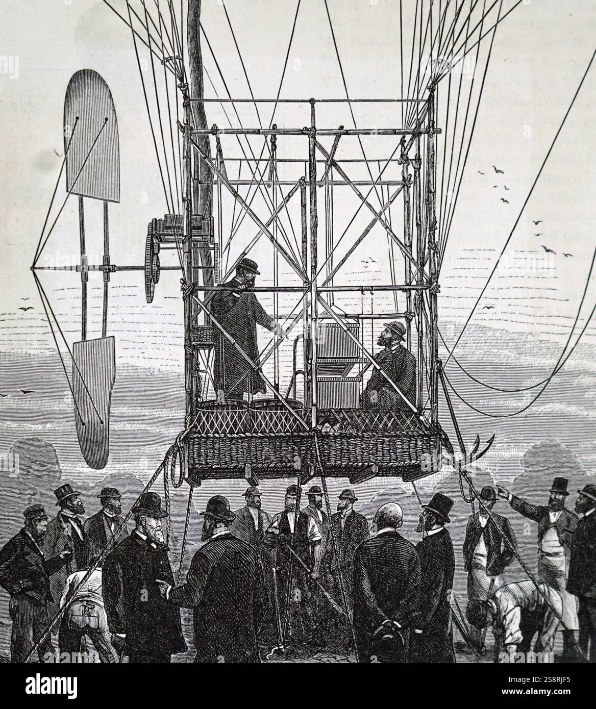 Engraving depicting an idea for a sailing balloon. Dated 18th Century ...