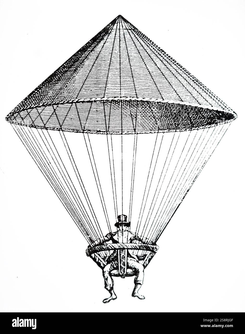 Engraving depicting Louis-Sébastien Lenormand parachute. Louis ...