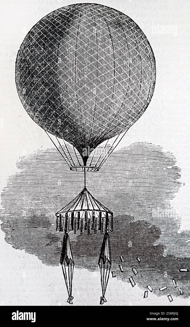 Engraving depicting one of nine balloons constructed by Green for the ...