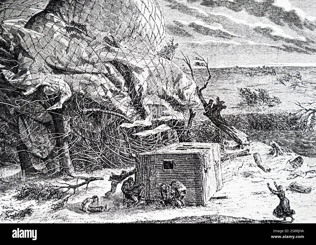 Engraving depicting Nadar's balloon 'Le Geant' which made its debut in ...