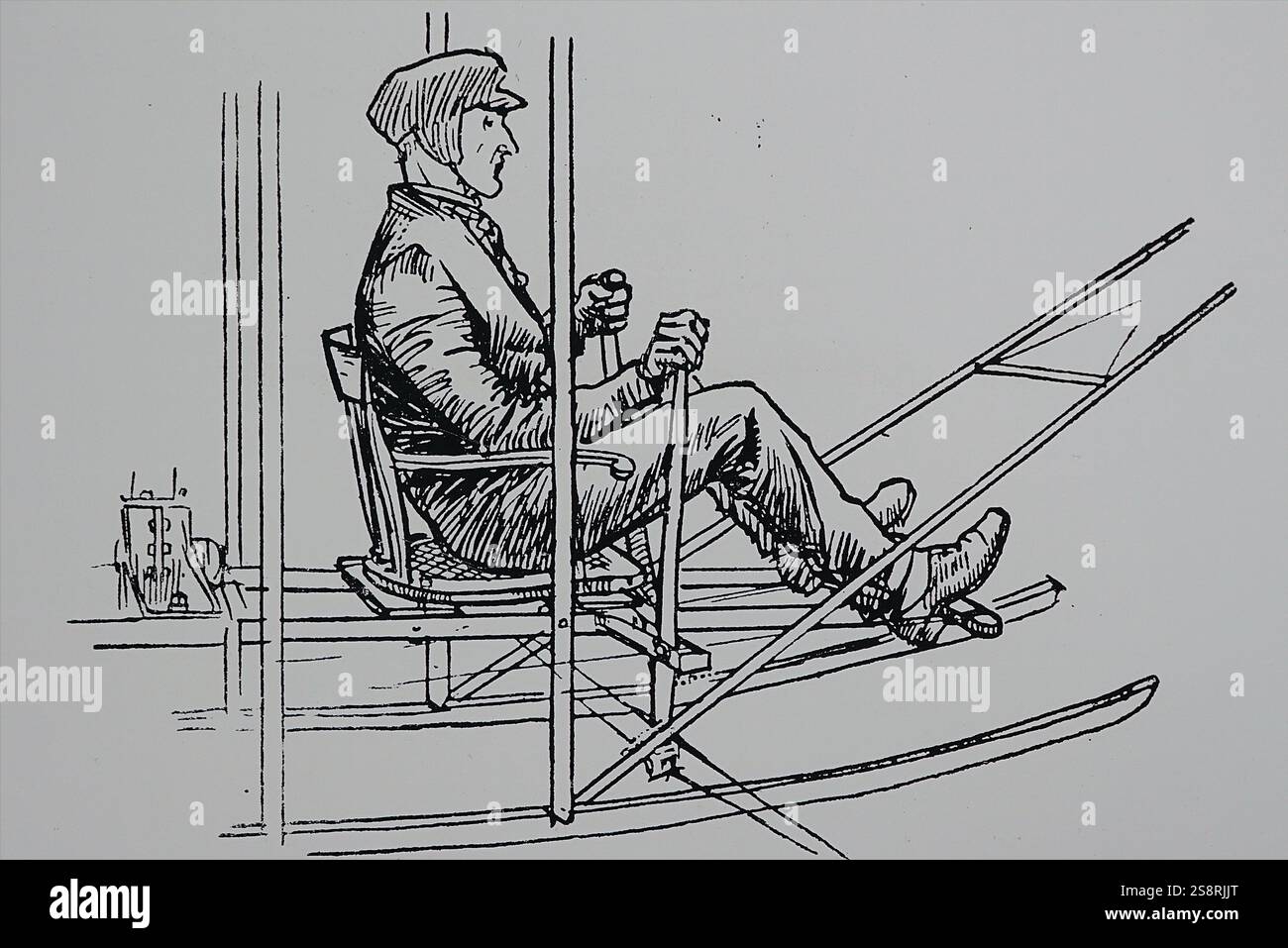 Illustration depicting the Wright Pilot's seat - a crane-bottomed chair ...