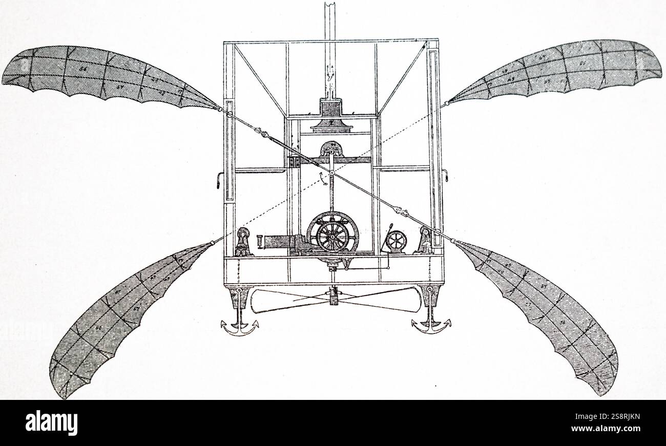 Illustration depicting a design for a German flying machine. Dated 19th ...