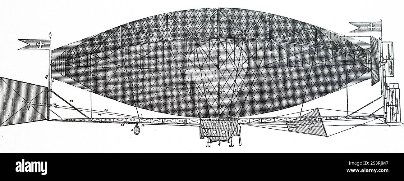 Illustration depicting a design for a German flying machine. Dated 19th ...