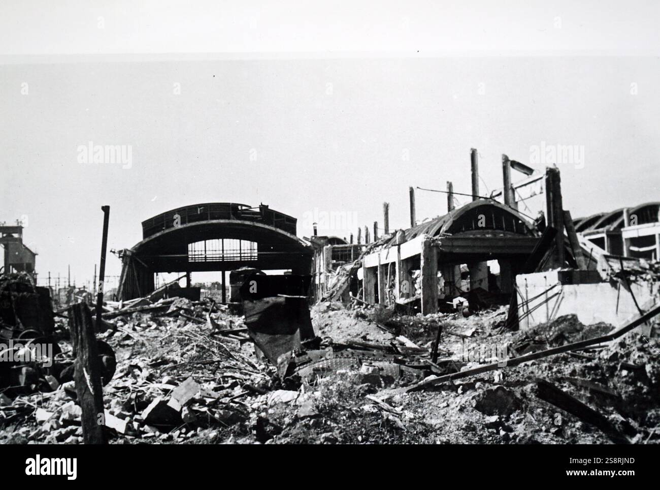 Photograph showing the destruction at Trappes, in the western suburbs ...