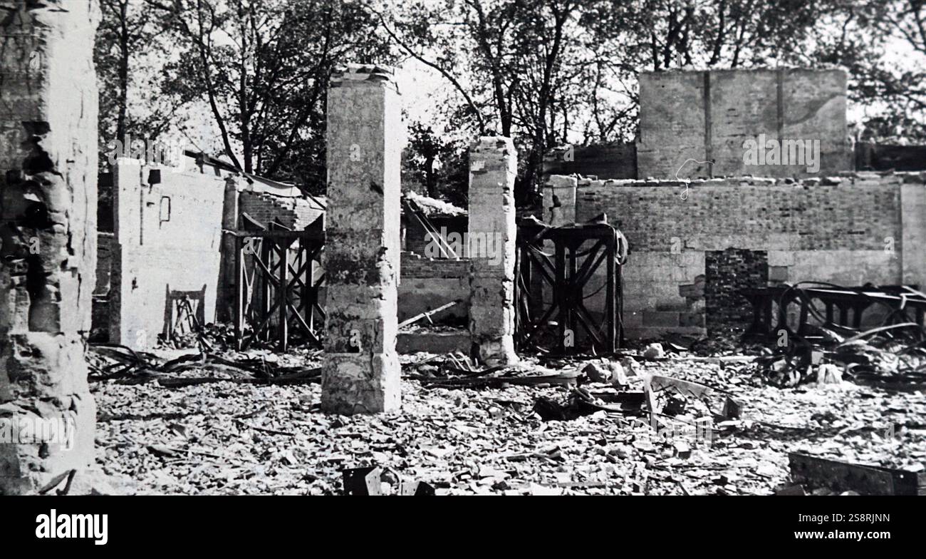 Photograph showing the destruction on the outskirts of Paris, during ...