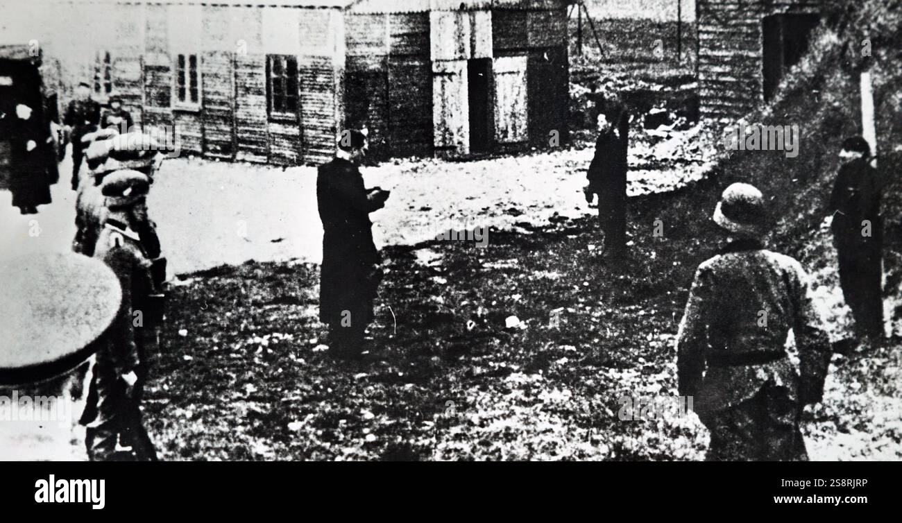 Photograph of two French resistance fighters being executed, during the ...
